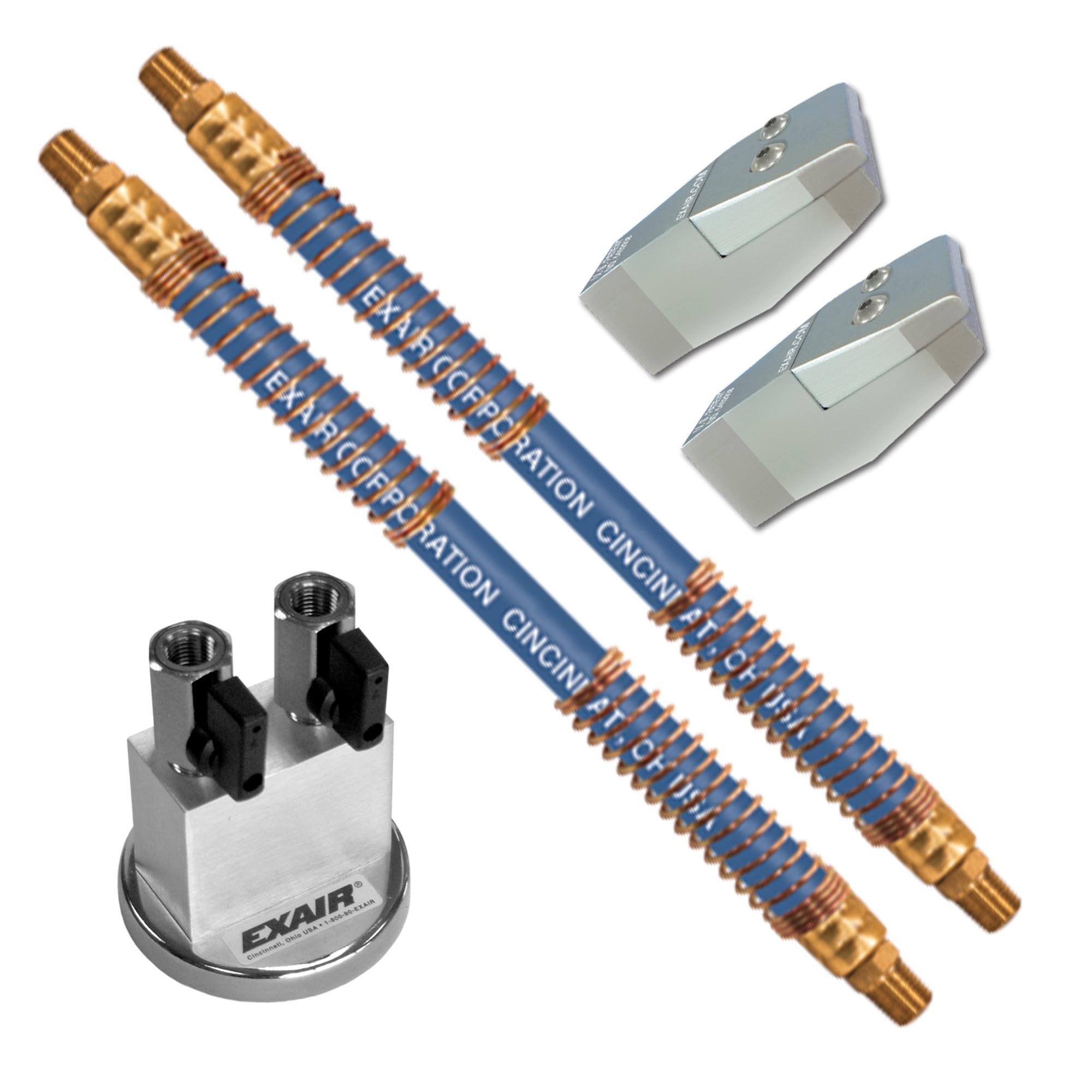 EXAIR 2 Inch Flat Super Air Nozzle™ with Stay Set Hose and Magnetic Base