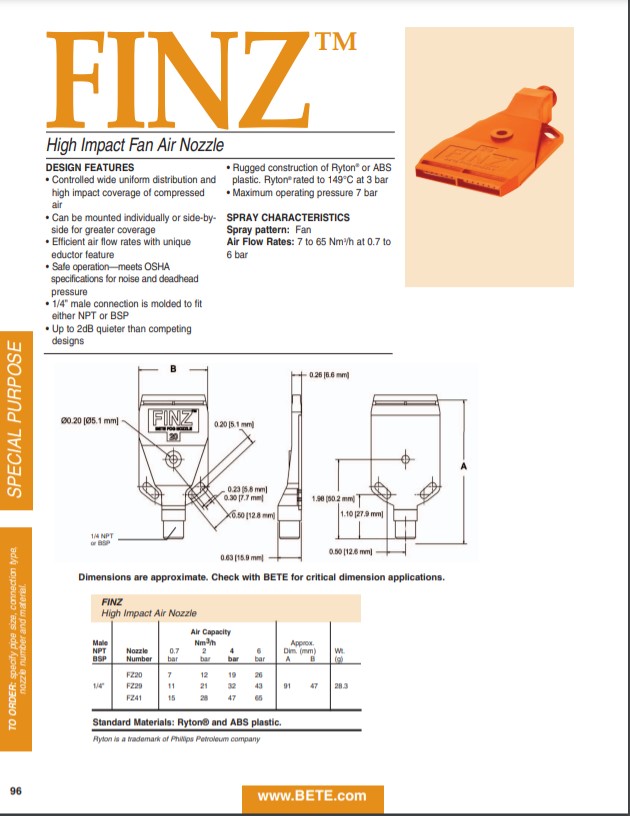 BETE FINZ High Impact Spray Nozzles
